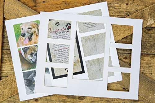 Pet Memorial Collage Frame for Dog or Cat with Sympathy Pawprints Left by You Poem - Made in the USA