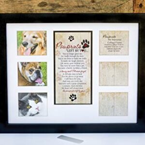 Pet Memorial Collage Frame for Dog or Cat with Sympathy Pawprints Left by You Poem - Made in the USA