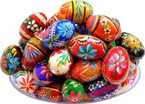 importer am polish easter handpainted wooden eggs (pisanki), set of 6 medium eggs