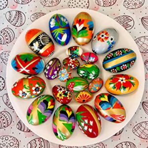 Importer AM Polish Easter Handpainted Wooden Eggs (Pisanki), Set of 6 Medium Eggs