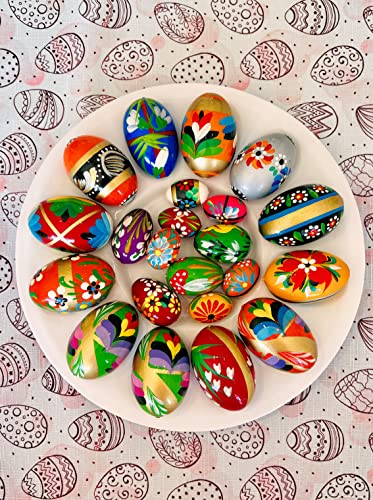 Importer AM Polish Easter Handpainted Wooden Eggs (Pisanki), Set of 6 Medium Eggs