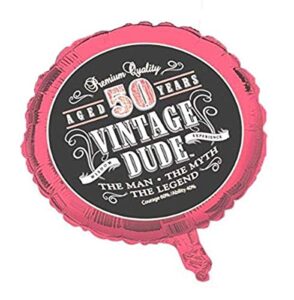 creative converting vintage dude 50th birthday 2-sided round mylar balloon (041567)