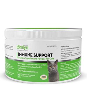 tomlyn immune support daily l-lysine supplement, fish-flavored lysine powder for cats and kittens, 3.5oz