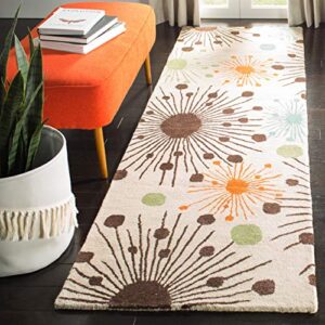 safavieh soho collection 2'6" x 6' ivory/multi soh747a handmade premium wool & viscose runner rug