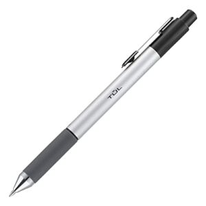 TUL BP3 Ballpoint, Retractable, Fine Point, 0.8 mm, Silver Barrel, Black Ink, Pack Of 12