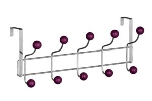 premier housewares 509733 coat hooks/over door hanger/over door coat hooks/door hanger - 10 hooks,purple,h17 x w41 x d12cm