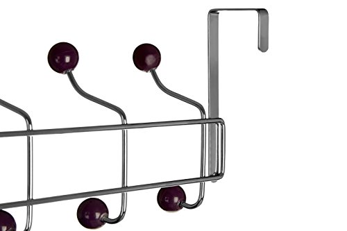 Premier Housewares 509733 Coat Hooks/Over Door Hanger/Over Door Coat Hooks/Door Hanger - 10 Hooks,Purple,H17 x W41 x D12cm