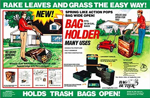 Bag Butler® Lawn and Leaf Trash Bag Holder Holds 30-42 Gallon Bags Open For Easy Filling. No Assembly Required. Made in U.S.A.