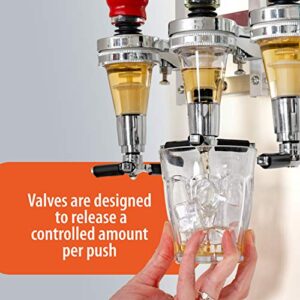 Wyndham House Liquor Dispenser - 4-Bottle Drinks, Alcohol Station - Wall-Mounted Cocktail Tap, Push-Release Valves, Rubber Suction Cups, Home Bar, Man Cave, Bartender Accessories