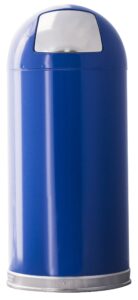 witt industries 15dtbl push top standard receptacle, steel, 15 gal, blue