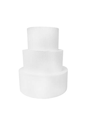 Round 4" Cake Dummies - Set Of 3, Each 4" High by 6", 8", 10" Round