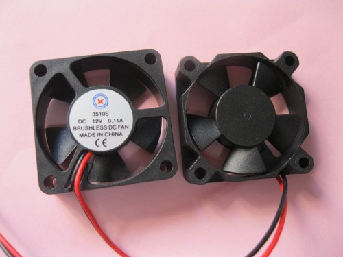 2 pcs Brushless DC Cooling Fan 12V 3510S 5 Blades 2 Wire 35x35x10mm Sleeve-Bearing Skywalking