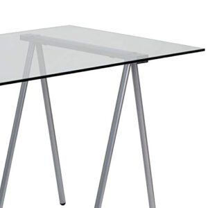 Flash Furniture Glass Computer Desk with Silver Metal Frame