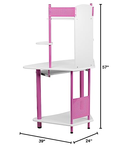 Flash Furniture Walker Pink Corner Computer Desk with Hutch