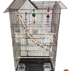 Large Double Roof Top Flight Bird Cage with Toys for Cockatiels Sun Parakeets Green Cheek Conures Aviary Budgie Finch Lovebird Canary Pet Bird Travel Cage