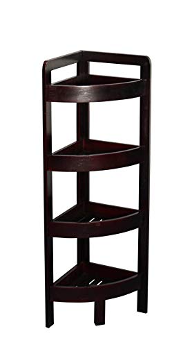 eHemco 4 Tier Bamboo Corner Storage Shelf, 31.5 Inches, Espresso