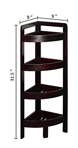 eHemco 4 Tier Bamboo Corner Storage Shelf, 31.5 Inches, Espresso