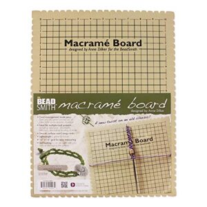 The Beadsmith Macrame Board, 11.5 x 15.5 inches, 0.5-inch-Thick Foam, 10x14" Grid for Measuring, Bracelet Project with Instructions Included, Create Macrame and Knotting Creations