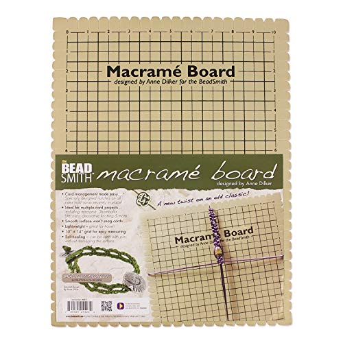 The Beadsmith Macrame Board, 11.5 x 15.5 inches, 0.5-inch-Thick Foam, 10x14" Grid for Measuring, Bracelet Project with Instructions Included, Create Macrame and Knotting Creations