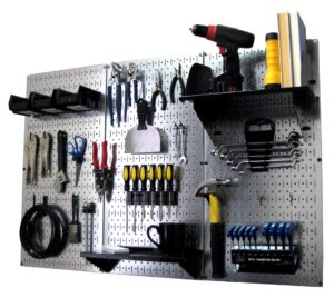 pegboard organizer wall control 4 ft. metal pegboard standard tool storage kit with galvanized toolboard and black accessories