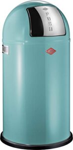 wesco pushboy push door trash can, turquoise