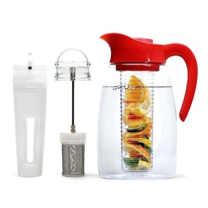 primula beverage system – includes fruit, tea infusion chill core, 2.9 quart, red