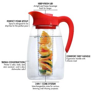 Primula Beverage System – Includes Fruit, Tea Infusion Chill Core, 2.9 quart, Red