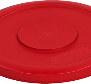 CFS 34101105 Bronco Polyethylene Round Lid, 16.13" Overall Diameter x 2.13" Height, Red, For 10 Gallon Containers (Case of 6)