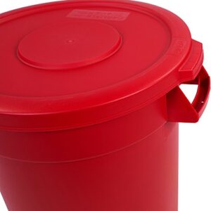 CFS 34101105 Bronco Polyethylene Round Lid, 16.13" Overall Diameter x 2.13" Height, Red, For 10 Gallon Containers (Case of 6)