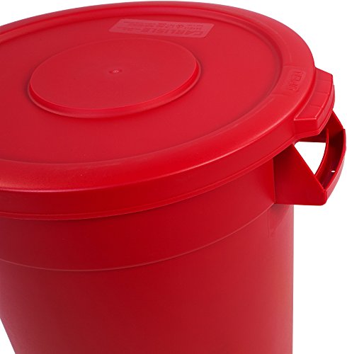 CFS 34101105 Bronco Polyethylene Round Lid, 16.13" Overall Diameter x 2.13" Height, Red, For 10 Gallon Containers (Case of 6)