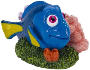 penn-plax - officially licensed disney's finding nemo aquarium ornament - dory with pink & purple coral - mini sized 1.6" tall