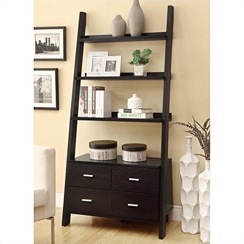 Coaster Home Furnishings Colella Leaning 4-Drawer Ladder Bookcase Cappuccino