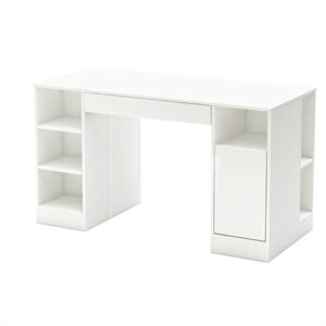 south shore crea craft table with open and closed storage, pure white