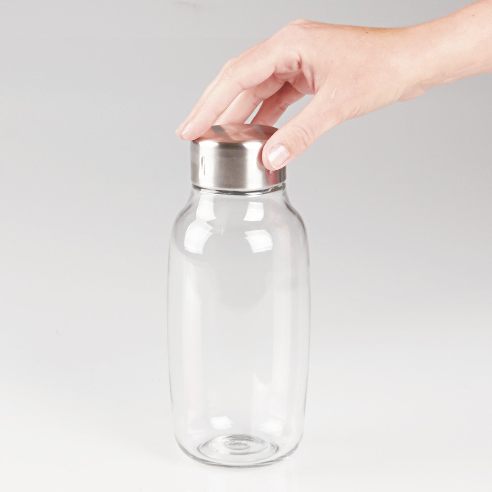 InterDesign Onza Food Storage Bottle with Stainless Steel Lid for Kitchen Pantry, Cabinet to Hold Candy, Milk, Nuts, Juices, Creamer 18 0Z