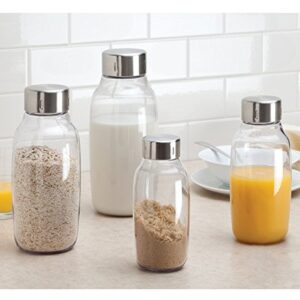 InterDesign Onza Food Storage Bottle with Stainless Steel Lid for Kitchen Pantry, Cabinet to Hold Candy, Milk, Nuts, Juices, Creamer 18 0Z