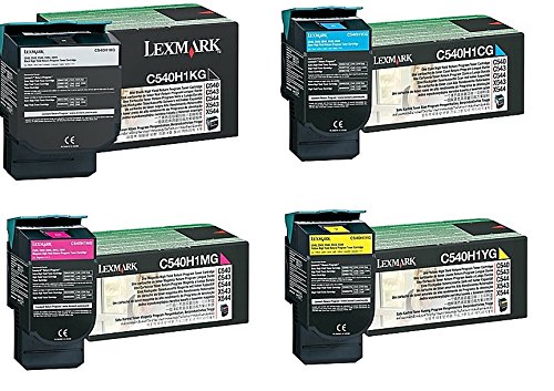 Lexmark C540H1KG C540H1CG C540H1MG C540H1YG C540 C543 C544 C546 X543 X544 X546 X548 Toner Cartridge Set (Black Cyan Magenta Yellow, 4-Pack) in Retail Packaging