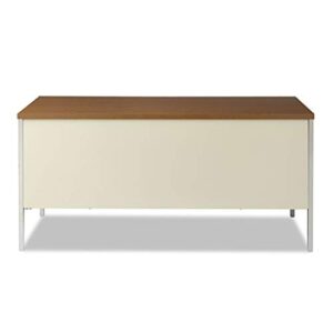 Double Pedestal Steel Desk, Metal Desk, 60w x 30d x 29-1/2h, Cherry/Putty (ALESD6030PC)