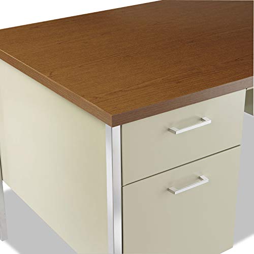 Double Pedestal Steel Desk, Metal Desk, 60w x 30d x 29-1/2h, Cherry/Putty (ALESD6030PC)