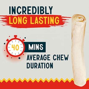 Canine Chews 10-11" Dog Rawhide Retriever Rolls - Dog Rawhide Chews (20 Pack) - 100% USA-Sourced Natural Beef Raw Hide Dog Bones for Large Dogs - Healthy Single-Ingredient Rawhide Bones Treat