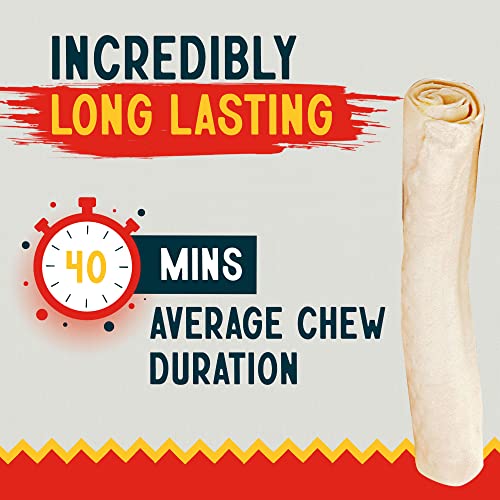 Canine Chews 10-11" Dog Rawhide Retriever Rolls - Dog Rawhide Chews (20 Pack) - 100% USA-Sourced Natural Beef Raw Hide Dog Bones for Large Dogs - Healthy Single-Ingredient Rawhide Bones Treat