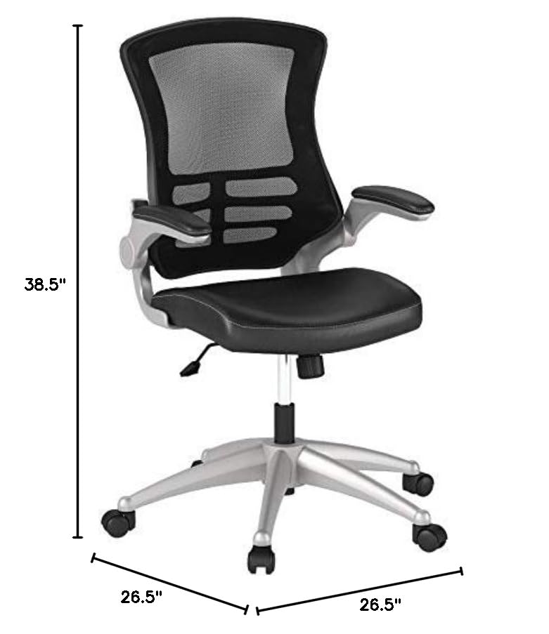 Modway Attainment Mesh Back and Vinyl Seat Modern Office Chair in Black