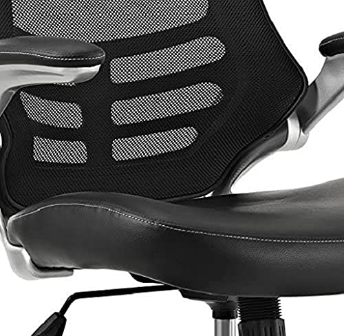 Modway Attainment Mesh Back and Vinyl Seat Modern Office Chair in Black