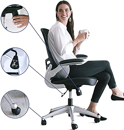 Modway Attainment Mesh Back and Vinyl Seat Modern Office Chair in Black