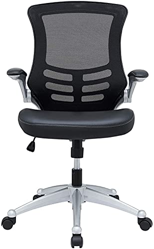 Modway Attainment Mesh Back and Vinyl Seat Modern Office Chair in Black