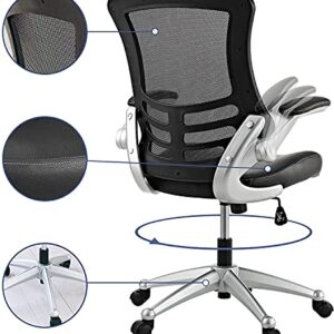 Modway Attainment Mesh Back and Vinyl Seat Modern Office Chair in Black