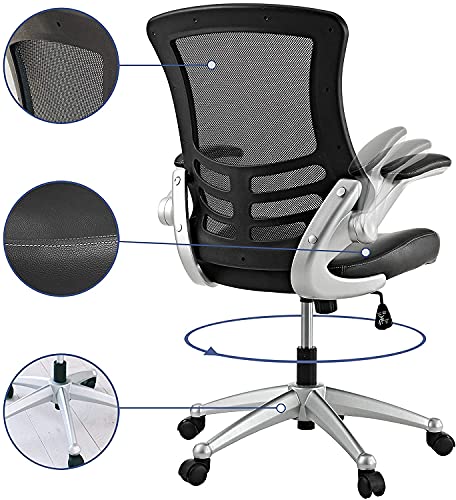 Modway Attainment Mesh Back and Vinyl Seat Modern Office Chair in Black