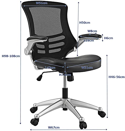 Modway Attainment Mesh Back and Vinyl Seat Modern Office Chair in Black