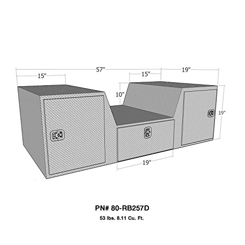 Brute 80-RB257D Pro Series V-Shape Goose Neck/Fifth Wheel 57" Tailgate Polished Aluminum Tailgate Tool Box with 1 Drawer and 2 Rear Swing Doors