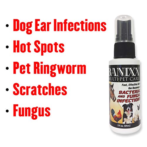 BANIXX Dog/Cat Ear Infection, Hot Spot & Ringworm Treatment, Itchy Skin Relief & Ear Cleaner-2oz