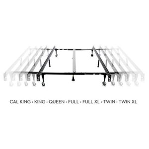 MALOUF Heavy Duty 9-Leg Adjustable Metal Bed Frame with Center Support and Rug Rollers - UNIVERSAL (King, Cal King, Queen, Full, Twin XL, Twin), Standard 7.5” Clearance